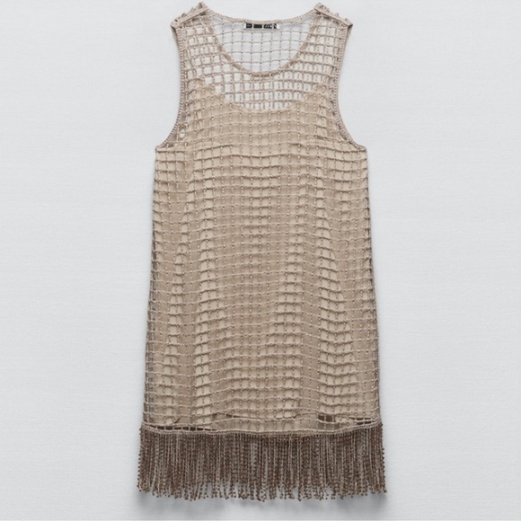 Zara | Dresses | Zara Limited Edition Fringed Mesh Knit Dress | Poshmark